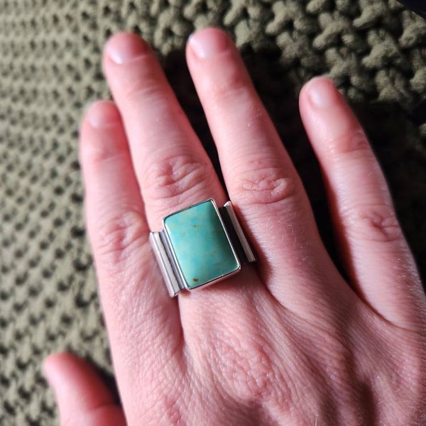 Beth Dutton Inspired Turquoise and Sterling Silver Large Statement Ring ...