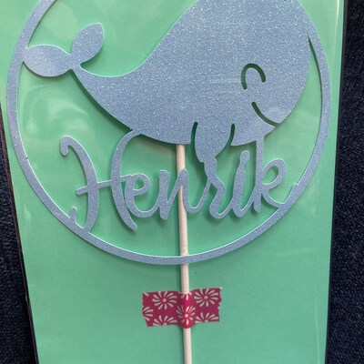 Whale Cake Topper/ Personalized Whale Cake Topper - Etsy