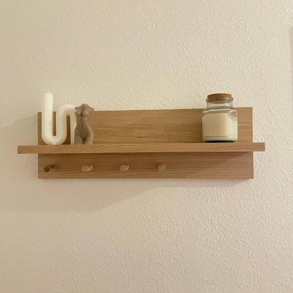 Entryway Organiser, Wooden Shelf, Key Holder for Wall, Wooden Peg Coat ...