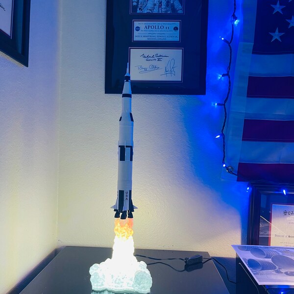 Saturn V Rocket Lamp, 3D Printed Desk Light,nasa Space Decor, Nasa ...