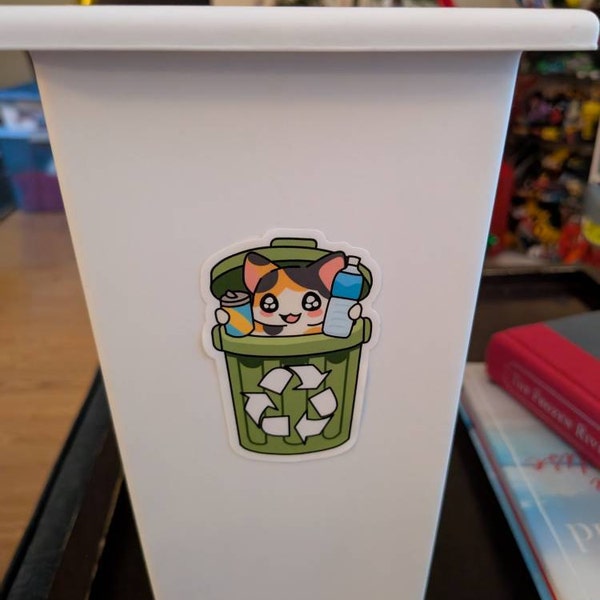 Recycle Kitty Matte Vinyl Sticker, Water Bottle Sticker, Car Decal ...