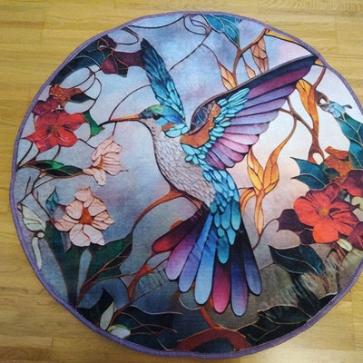 Purple Rug, Butterfly Rug, Unique Gift Rug, Round Butterfly Rug, Circle ...