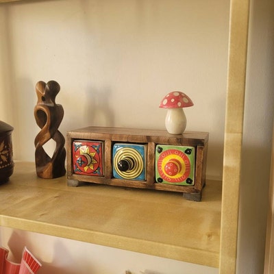 Multicoloured Mango Wood Trinket Box Jewelry Box Keepsake - Etsy