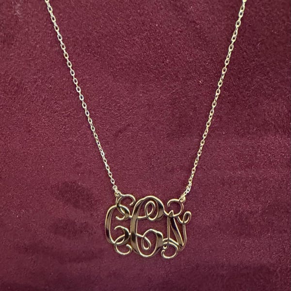 14k Gold Monogram Necklace,personalized Necklace,personalized Jewelry ...