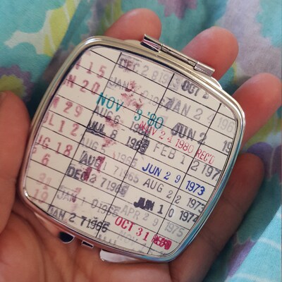 Vintage Library Card Compact Purse Mirror Gift for Readers, Teachers ...