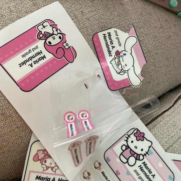 Hello Kitty Personalized Name Labels for Kids - Stickers UV Dtf for ...