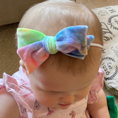 Tie Dye Velvet Hand Tied SCRUNCHIE for Newborn Baby Child - Etsy