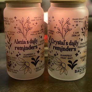 Custom Name Daily Reminders Glass Tumbler Mental Health Tumbler Daily ...