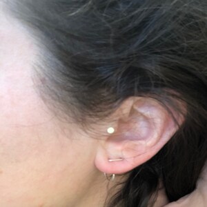 Double Piercing Half Hoop Earrings Minimalist Earrings, Silver Earrings ...