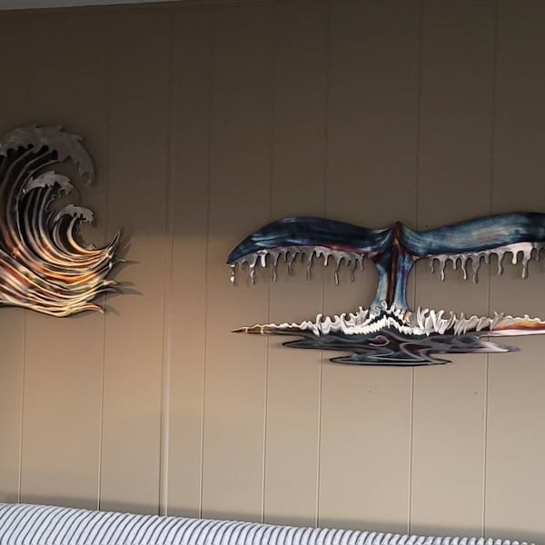 Stainless Steel Wave Beach Ocean Metal Home Cottage Vacation Home Sea ...