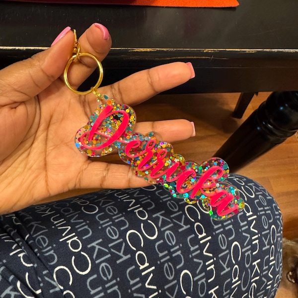 Personalized Acrylic Name Keychain: Polka Dot Backpack Tag - Etsy