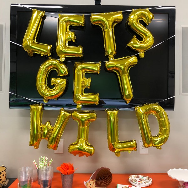 Birthday Party Banner, Let's Get Wild Balloon, Let's Get Wild Letter ...