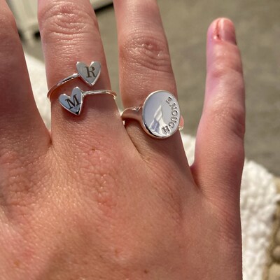 Personalized Heart Ring With Initial Meaningful Gift for Her Initial ...