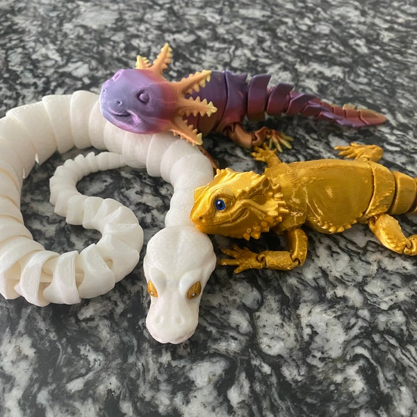 Axolotl Adorable Articulated 3D Printed Flexi Fidget Toy - Etsy