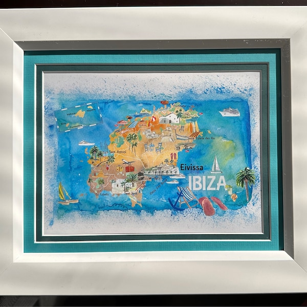 Ibiza Spain Illustrated Map With Landmarks and Highlights - Fine Art ...
