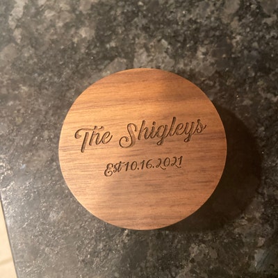 Circle Wood Ring Box Engraved Ring Bearer Box for Wedding - Etsy