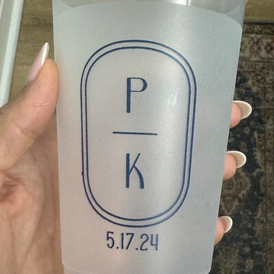 Custom Initials Personalized Wedding Shatterproof Plastic Cup, Bridal ...