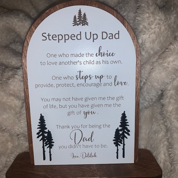 Stepped up Dad Sign, Personalized Father's Day Gift, Bonus Dad Sign ...