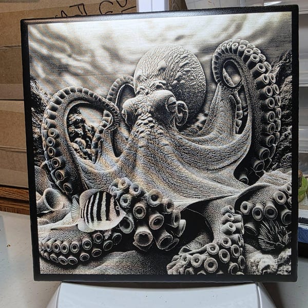 Octopus, Marine Life - Laser Burn PNG | 3D Illusion | Engrave | Laser ...