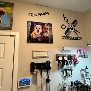 Custom Dog Grooming Hair Salon Metal Wall Art LED Light Personalized ...