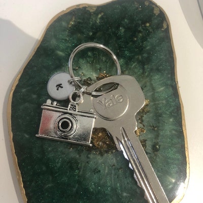 Camera Keyring, Initial Keyring, Photographer Keyring, Hand Stamped ...