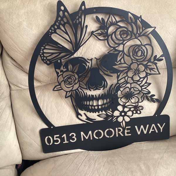 Personalized Sugar Skull Metal Sign,custom Skull Wall Art for Room ...