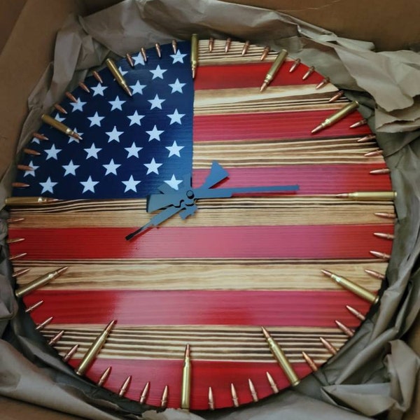 American Flag Clock,rustic USA Clock,patriotic Wall Clock,usa Flag ...