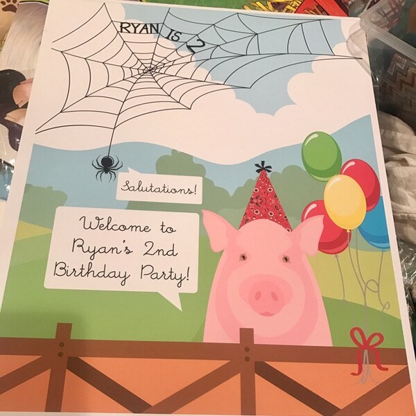 Charlotte's Web - Welcome Sign - Kid Birthday Party, Some Pig, Terrific ...