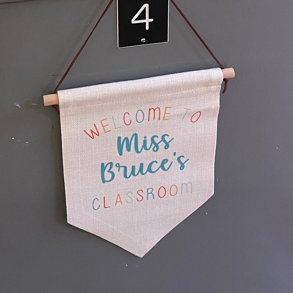 Personalised Teacher Class Room Flag, Teacher Gift, Personalised ...