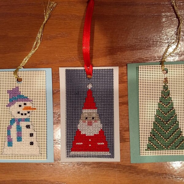 Christmas Gift Tags Cross Stitch Pattern | Santa Claus | Snowman | Mini ...