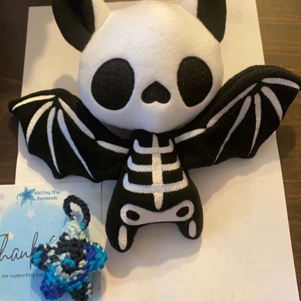 Skeleton Bat Plushy Kawaii Bat Stuffed Animal Halloween Plush - Etsy