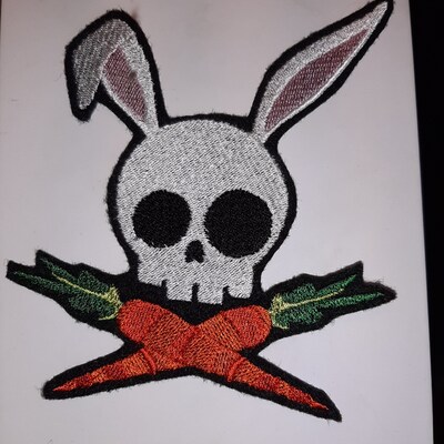 Large Embroidered Rabbit Skull With Carrot Cross Bones Rabbit - Etsy