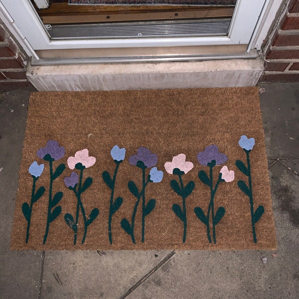 Colorful Wildflower Doormat | Cute Floral Front Doormat | Spring ...