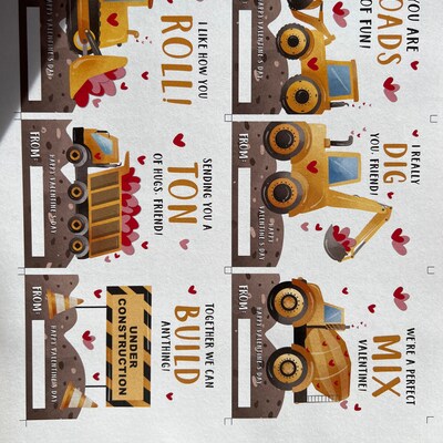 Printable Construction Valentine's Day Cards, Classroom Valentine's Day ...