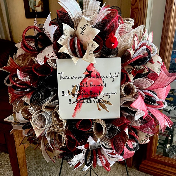 Memorial Wreath Sign - Cardinal Wreath Sign - Cardinal Memorial Sign ...