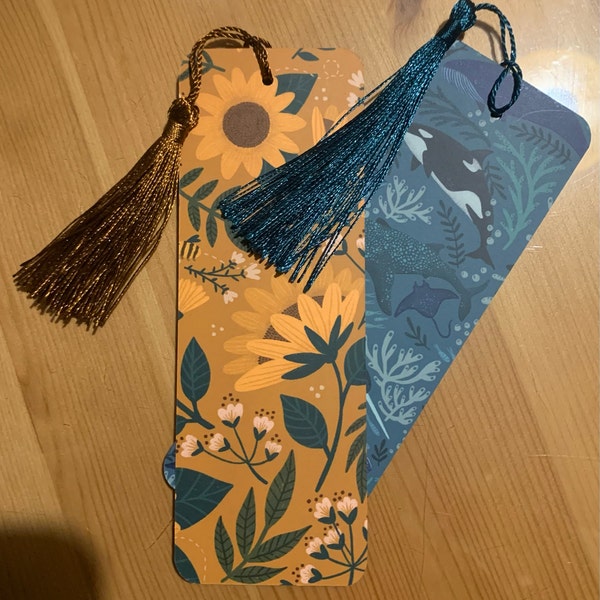 Whales Bookmark- Under the Sea Illustration- Winter Stationery- Blue ...