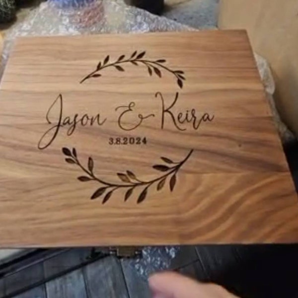 Personalized Walnut Keepsake Box, Wedding Memory Box, Jewelry Photo Box ...