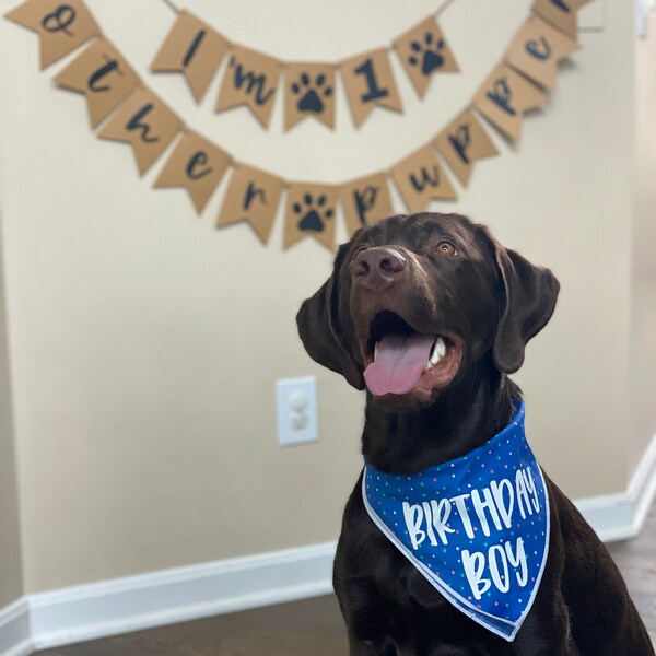 Paw Banner, Paw Print Banner, Dog Birthday Banner, Puppy Birthday ...
