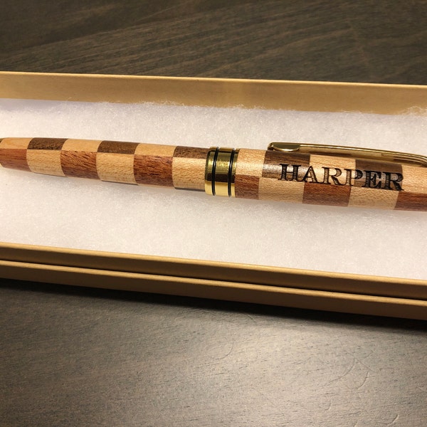 PERSONALIZED Exotic NATURAL Wood Pen, Engraved Wooden Pens, Rosewood ...