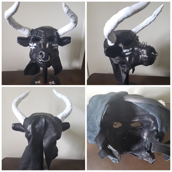 Black Brown Leather Helm "jormungandr", Dragon Images on the Temples ...