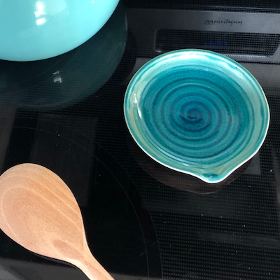 Blue Ocean Shell Spoon Rest Turquoise Crackle Ceramic Spoon - Etsy