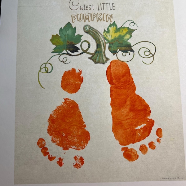 Cutest Little Pumpkin / Footprint Feet Hands Handprint / Halloween Art ...