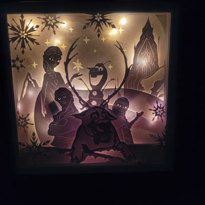 Frozen Lightbox SVG, Paper Cut Template Ai, Frozen Shadow Box Svg ...