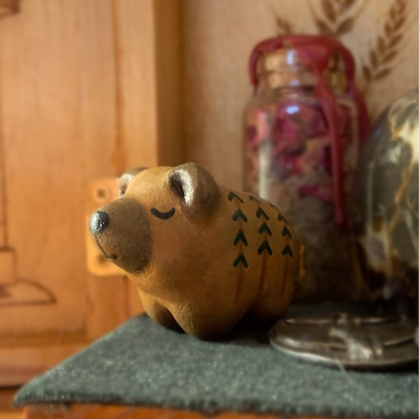 Bump, the Furry Little Bear - Gray and Black - Miniature Hand Sculpted ...