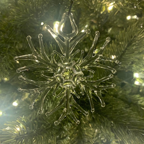 Handmade Clear Glass Snowflake Ornament ~ Straight Tip Design~ - Etsy