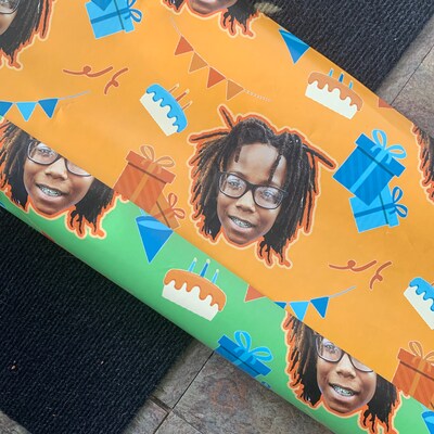 Customized Face Birthday Gift Wrapping Paper Cake and - Etsy