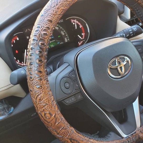 Retro Fashion Beige Brown Steering Wheel Cover,custom Text Four Seasons ...