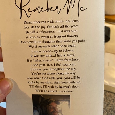 Remember Me, Memorial Poem, DIGITAL DOWNLOAD, Memorial Gift Print ...