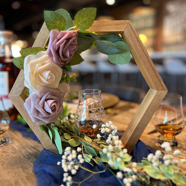 Wooden Hexagon Wedding & Event Centerpieces | Floral Light up ...