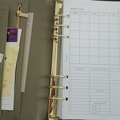 Undated Monthly Planner A5 Printable Planner Inserts MO2P Layout ...